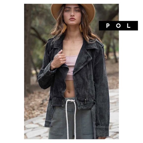 POL | Jackets & Coats | Pol Corduroymoto Jacket Color Black | Poshmark